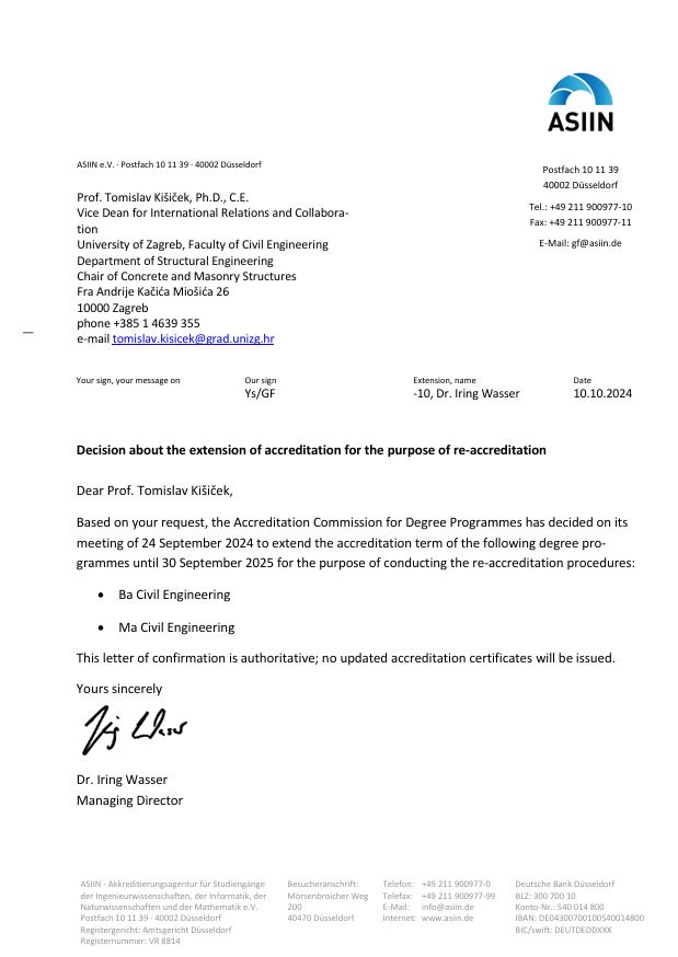 International Accreditation ASIIN - Faculty of Civil Engineering v2
